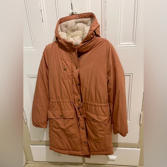 LOFT | Jackets & Coats | Loft Womens Terracotta Hooded Puffer Coat ...